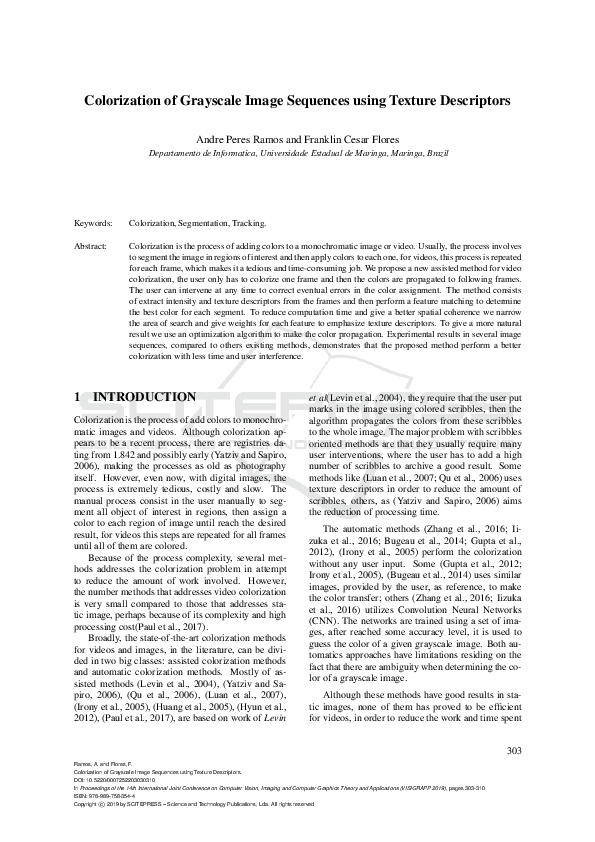 (PDF) Colorization of Grayscale Image Sequences using Texture Descriptors