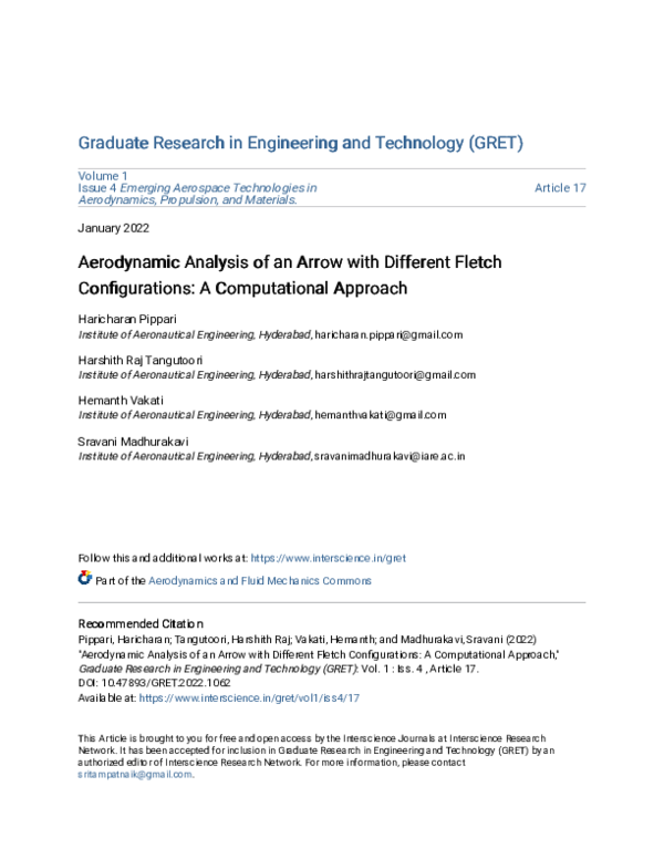 (PDF) Aerodynamic Analysis of an Arrow with Different Fletch Configurations: A Computational ...