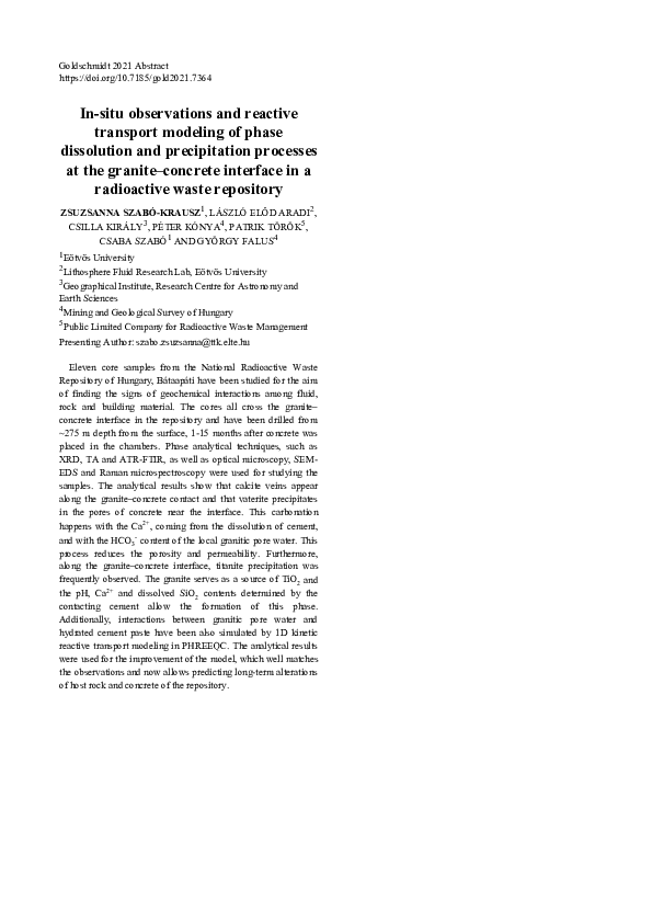 Pdf In Situ Observations And Reactive Transport Modeling Of Phase Dissolution And