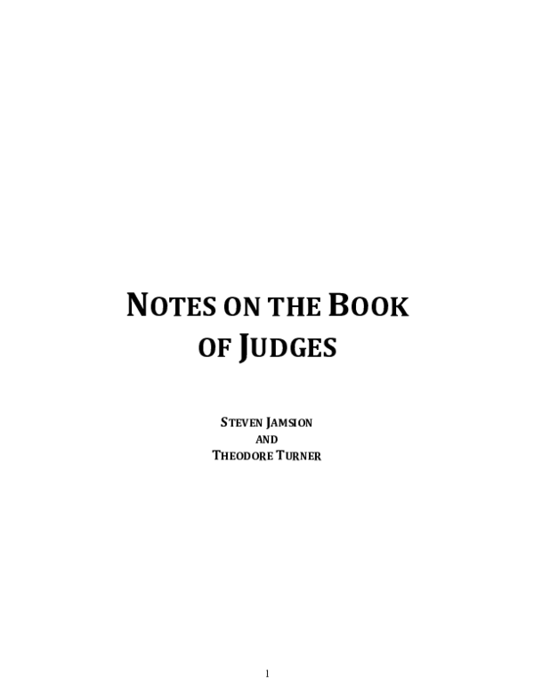 (PDF) NOTES ON THE BOOK OF JUDGES | Theodore Turner - Academia.edu