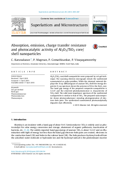 (PDF) Absorption, emission, charge transfer resistance and photocatalytic activity of Al2O3/TiO2 ...