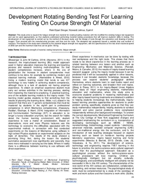 (PDF) Development Rotating Bending Test For Learning Testing On Course ...