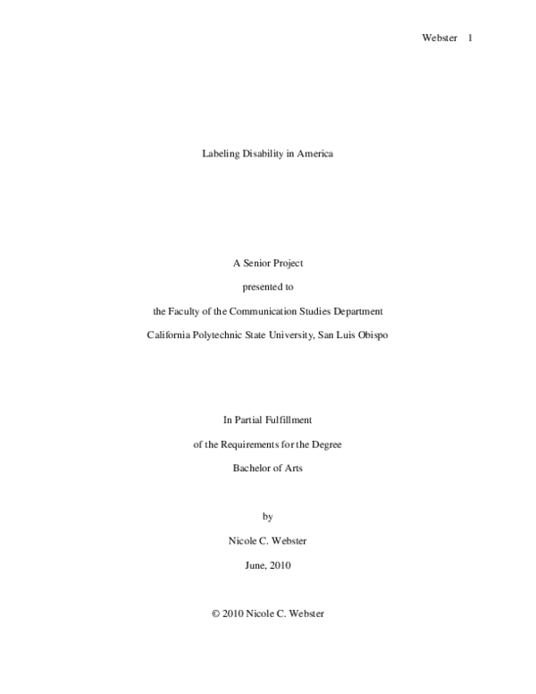 (PDF) Labeling Disability in America