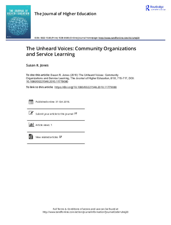 (PDF) The Unheard Voices: Community Organizations and Service Learning ...