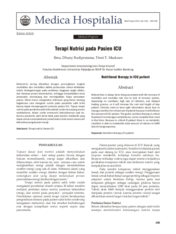 (PDF) Terapi Nutrisi pada Pasien ICU