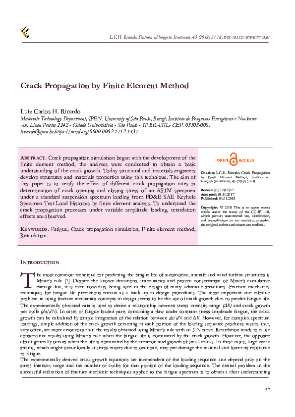 (PDF) Crack Propagation by Finite Element Method