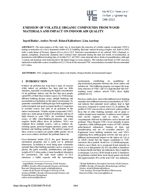 (PDF) Emission of Volatile Organic Compounds from Wood Materials and ...