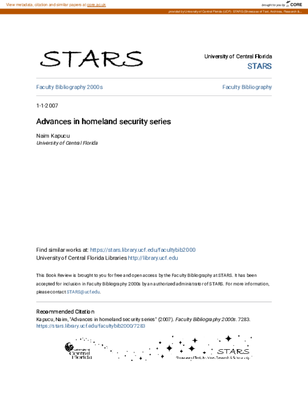 (PDF) Advances in homeland security series