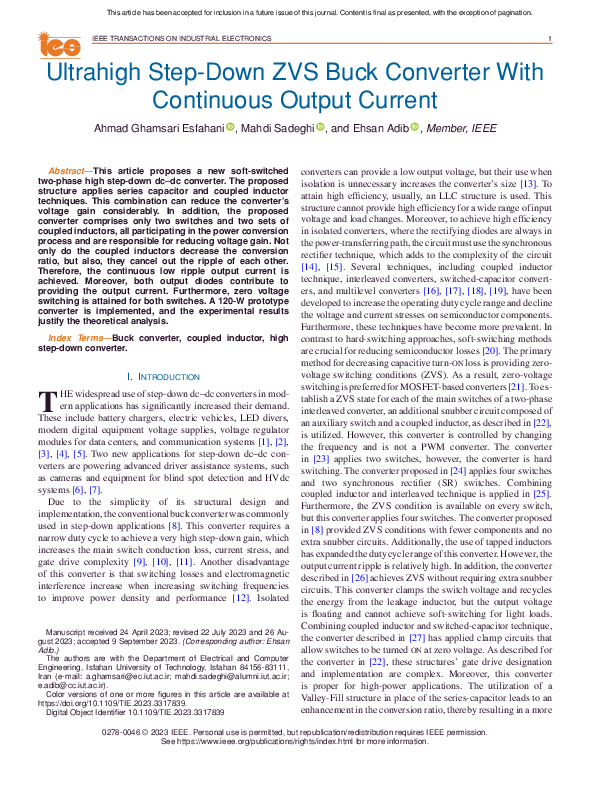 (PDF) Ultrahigh Step-Down ZVS Buck Converter With Continuous Output Current