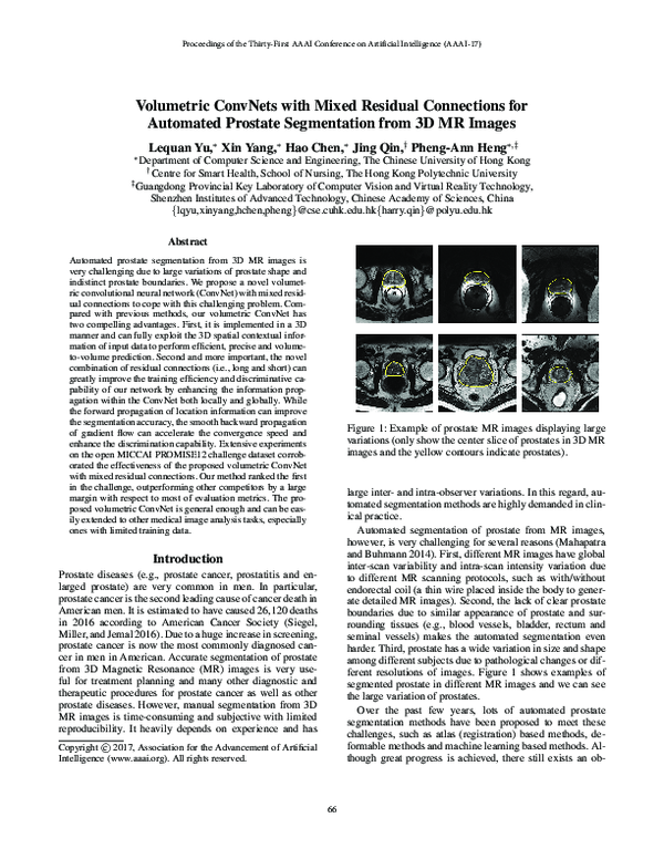 (PDF) Volumetric ConvNets with Mixed Residual Connections for Automated Prostate Segmentation ...