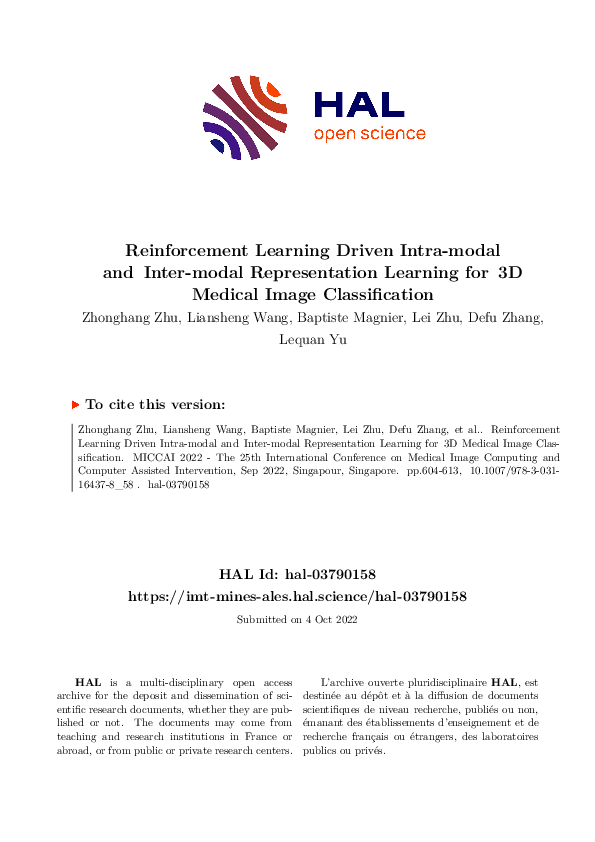 (PDF) Reinforcement Learning for 3D Medical Image Classification