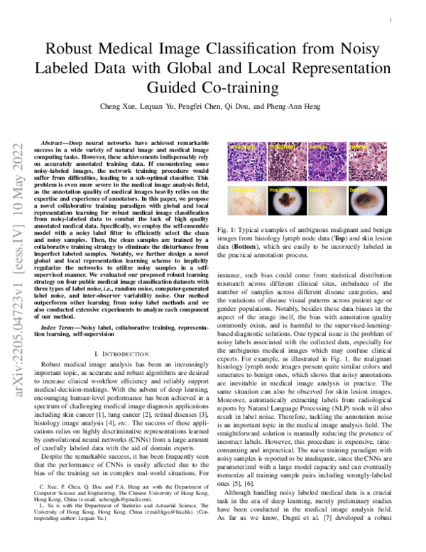 (PDF) Robust Medical Image Classification From Noisy Labeled Data With Global and Local ...