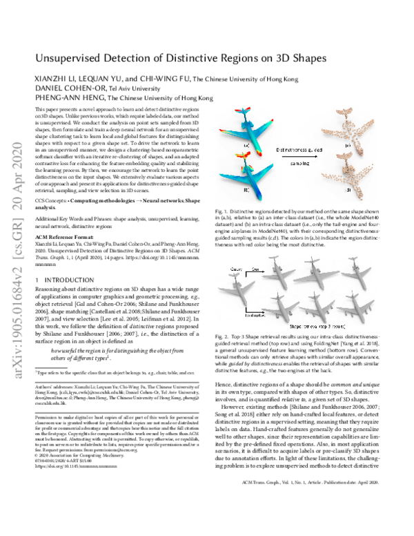 (PDF) Unsupervised Detection of Distinctive Regions on 3D Shapes