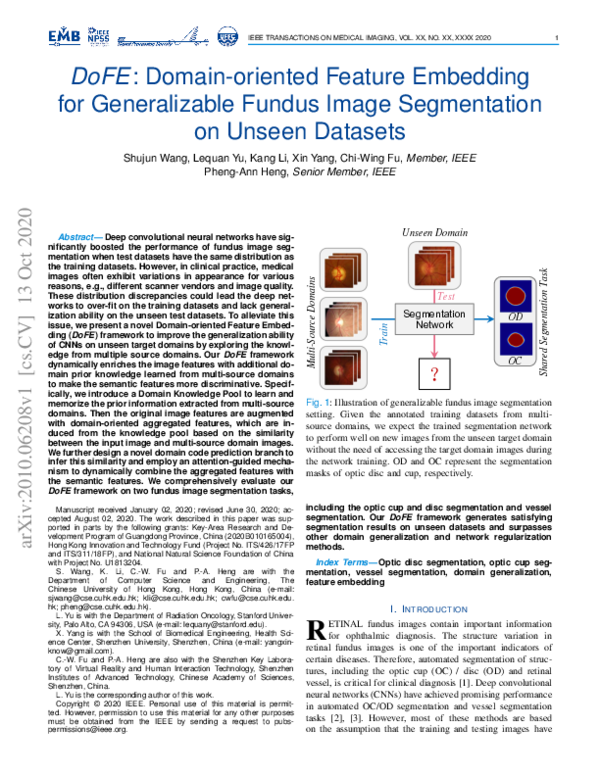 Dofe Domain Oriented Feature Embedding For Generalizable Fundus Image Segmentation On Unseen