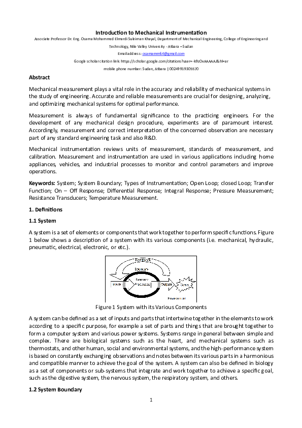 (PDF) Introduction to Mechanical Instrumentation