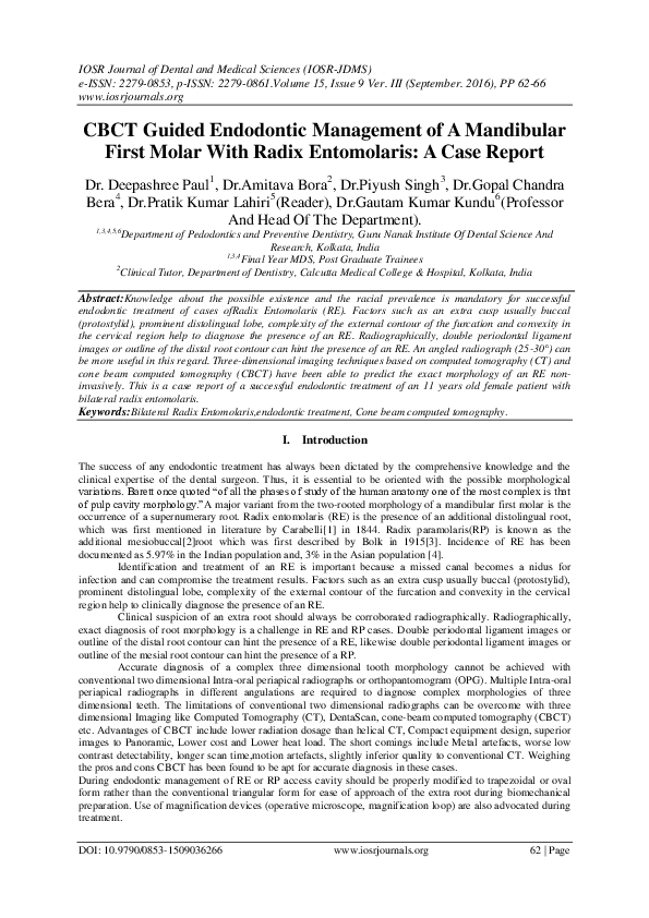 (PDF) CBCT Guided Endodontic Management of A Mandibular First Molar ...