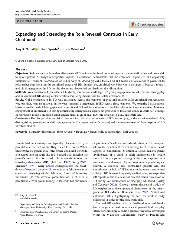(PDF) Expanding and Extending the Role Reversal Construct in Early ...
