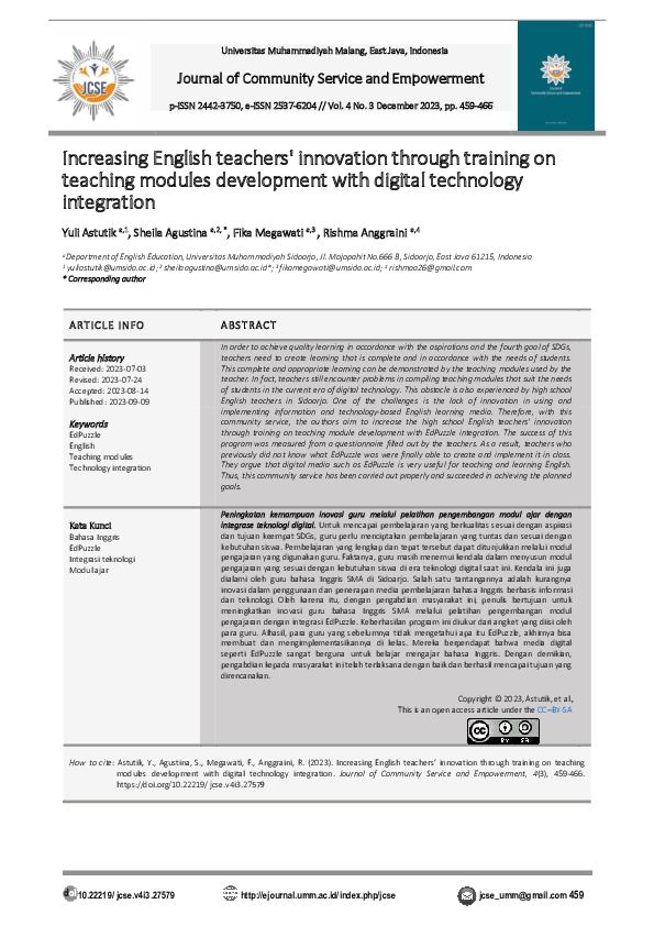 (PDF) Increasing English teachers' innovation through training on ...