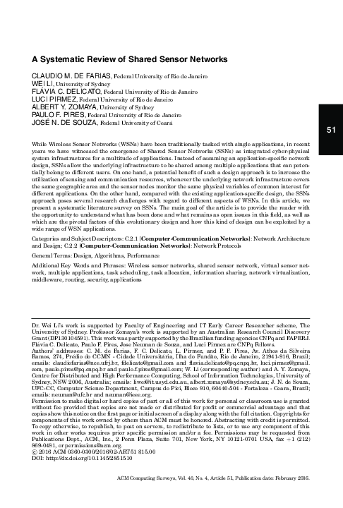 (PDF) A Systematic Review of Shared Sensor Networks