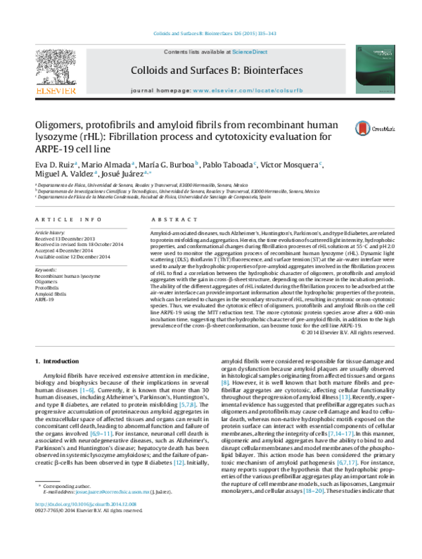 (PDF) Oligomers, protofibrils and amyloid fibrils from recombinant ...