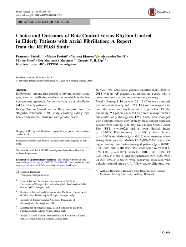 (PDF) Choice and Outcomes of Rate Control versus Rhythm Control in ...