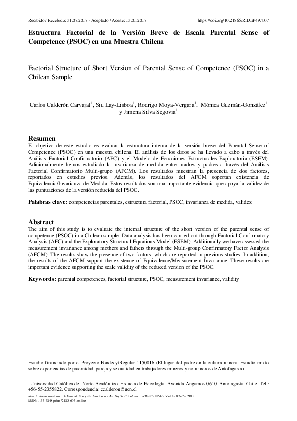 (PDF) Estructura Factorial de la Versión Breve de Escala Parental Sense ...