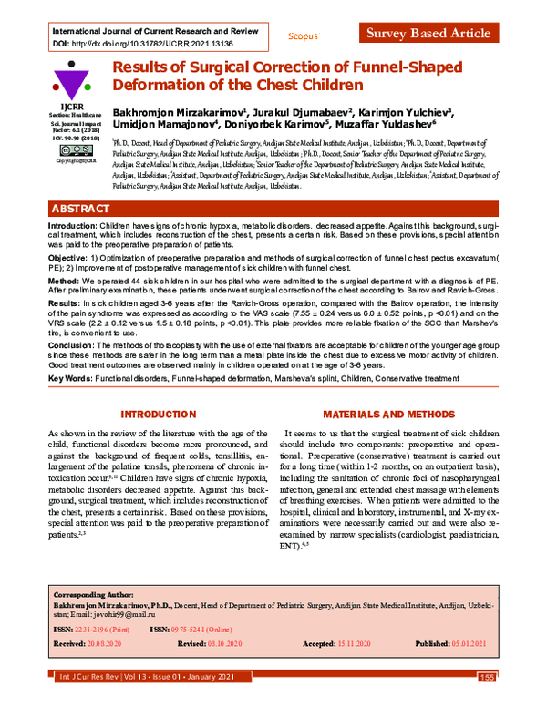 (PDF) Results of Surgical Correction of Funnel-Shaped Deformation of ...