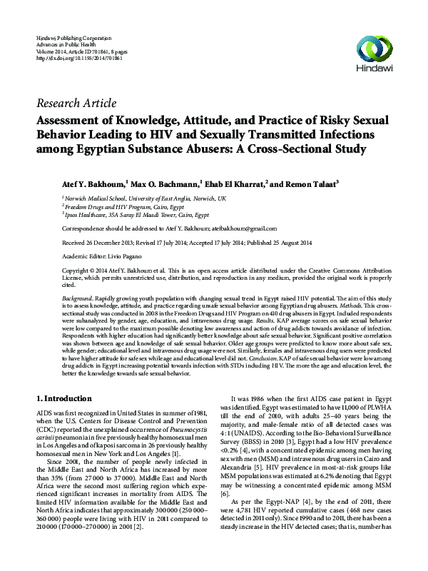 (PDF) Assessment of Knowledge, Attitude, and Practice of Risky Sexual Behavior Leading to HIV ...