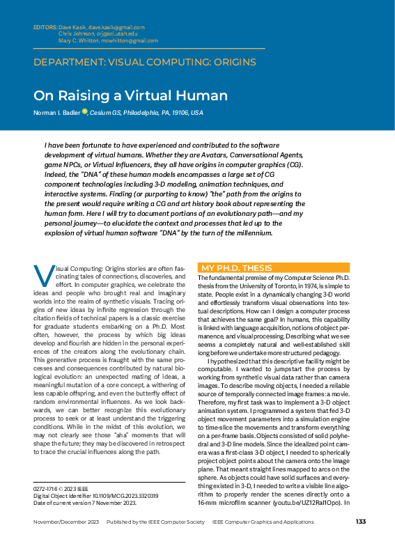 (PDF) On Raising a Virtual Human