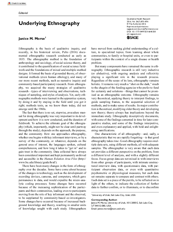 (PDF) Underlying Ethnography