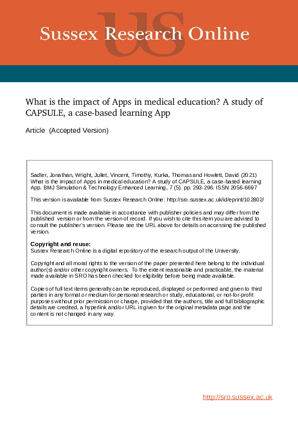 (PDF) What is the impact of Apps in medical education? A study of ...