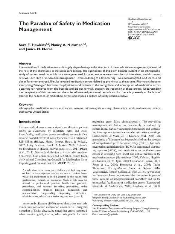 (PDF) The Paradox of Safety in Medication Management