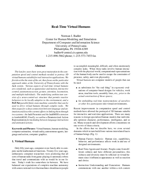 (PDF) Real-Time Virtual Humans