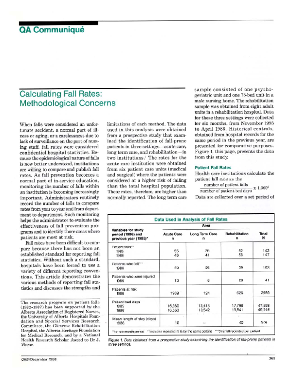 (PDF) Calculating Fall Rates: Methodological Concerns