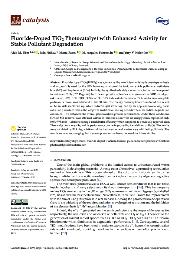 (PDF) Fluoride-Doped TiO2 Photocatalyst with Enhanced Activity for ...