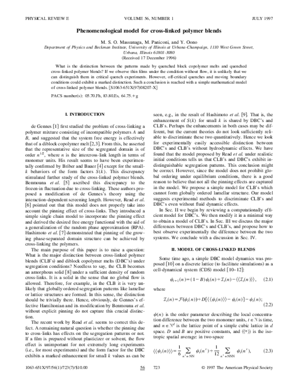 (PDF) Phenomenological model for cross-linked polymer blends