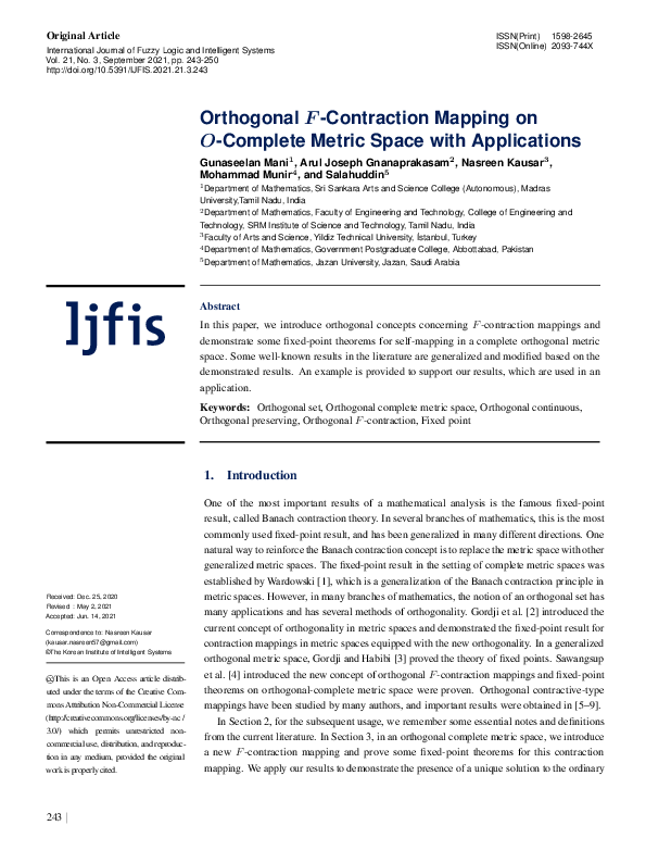 (PDF) Orthogonal F-Contraction Mapping on O-Complete Metric Space with Applications