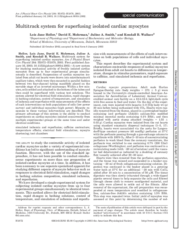 (PDF) Multitrack system for superfusing isolated cardiac myocytes
