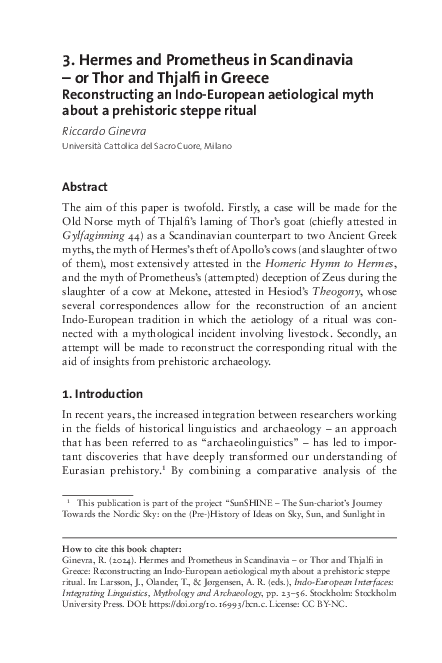 (PDF) Hermes and Prometheus in Scandinavia – or Thor and Thjalfi in ...