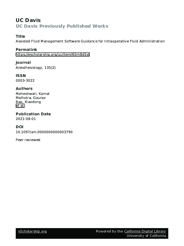 (PDF) Assisted Fluid Management Software Guidance for Intraoperative ...