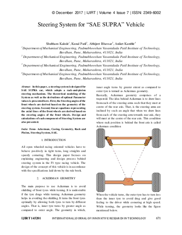 (PDF) Steering system for SAE SUPRA vehicle