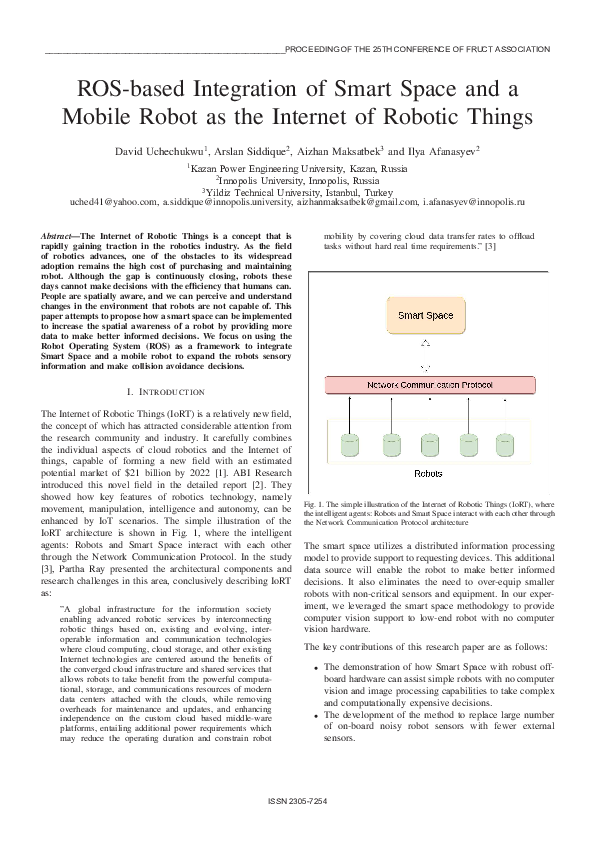 (PDF) ROS-based Integration of Smart Space and a Mobile Robot as the Internet of Robotic Things ...