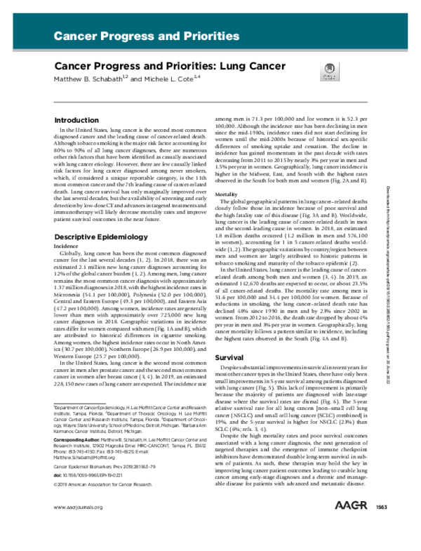 (PDF) Cancer Progress and Priorities: Lung Cancer