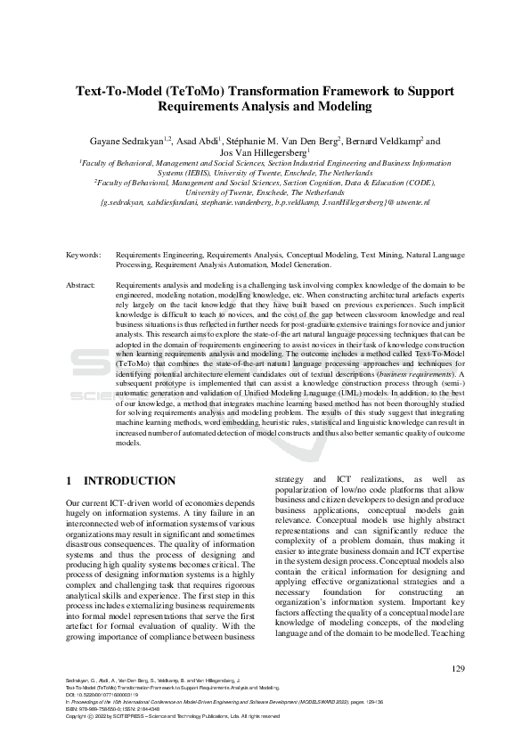 (PDF) Text-To-Model (TeToMo) Transformation Framework to Support ...