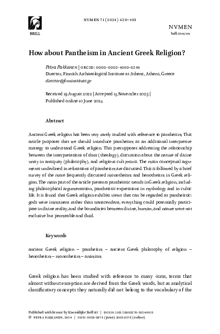 (PDF) How about Pantheism in Ancient Greek Religion?
