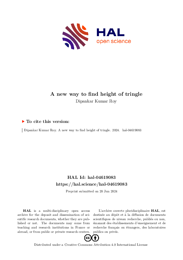 (PDF) A new way to find height of tringle