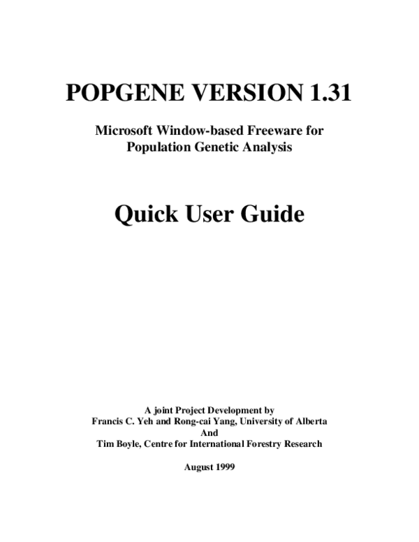 (PDF) PopGene Version 131: Microsoft Window-based freeware for ...