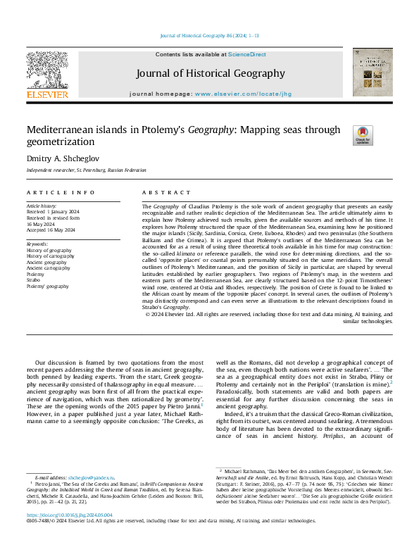 (PDF) Mediterranean Islands in Ptolemy’s Geography: Mapping Seas ...