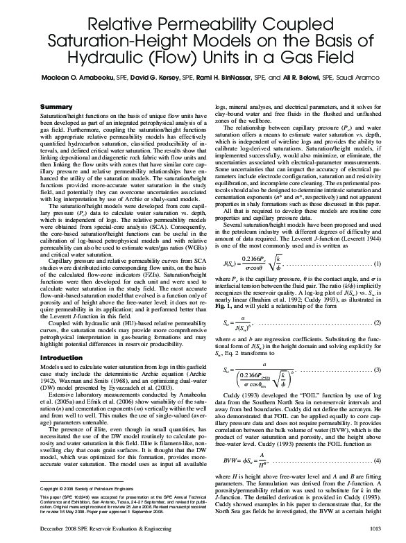 (PDF) Relative-Permeability Coupled Saturation-Height Models Based on Hydraulic (Flow) Units in ...
