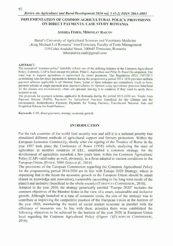 (PDF) Implementation of Common Agricultural Policy provisions on direct ...
